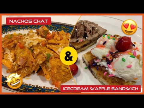 Double trouble 🔥 | Nachos chat & Ice cream Waffle Sandwich | College ...