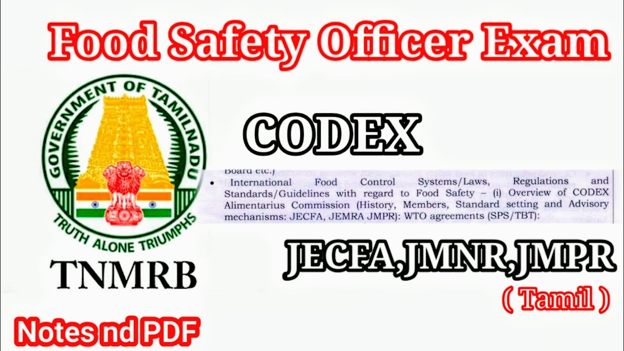 TNMRB FSO | Overview of Codex | JECFA,JEMRA,JMPR | WTO agreements (SPT ...