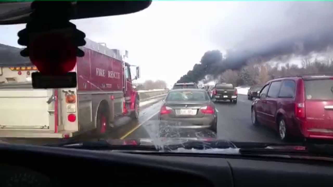 18 wheeler crash/cab fire feb 16th 2014 - YouTube
