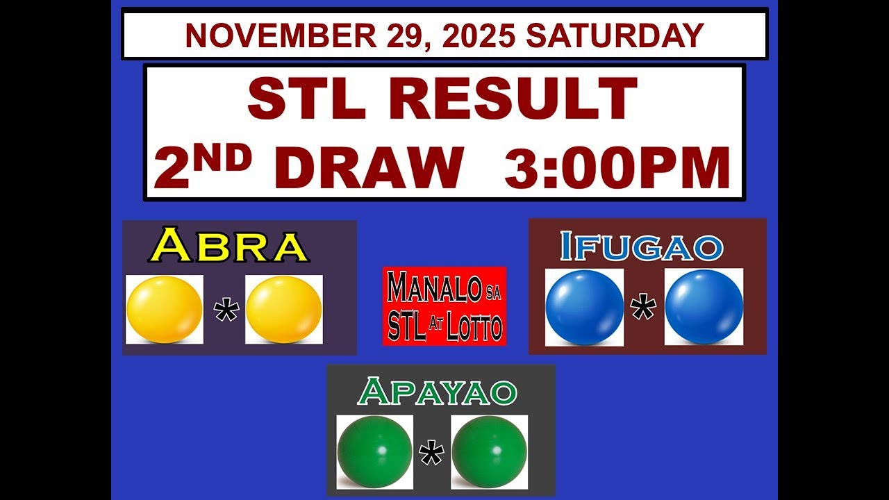 STL 2nd Draw 3PM Result STL Abra STL Ifugao STL Apayao NOVEMBER 29 ...