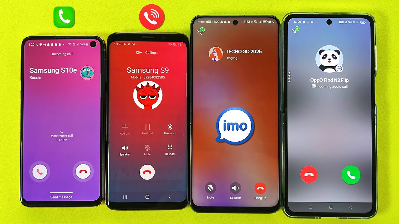 Samsung S9, Samsung S10e, Huawei Y90, OPPO Flip Incoming + Outgoing ...