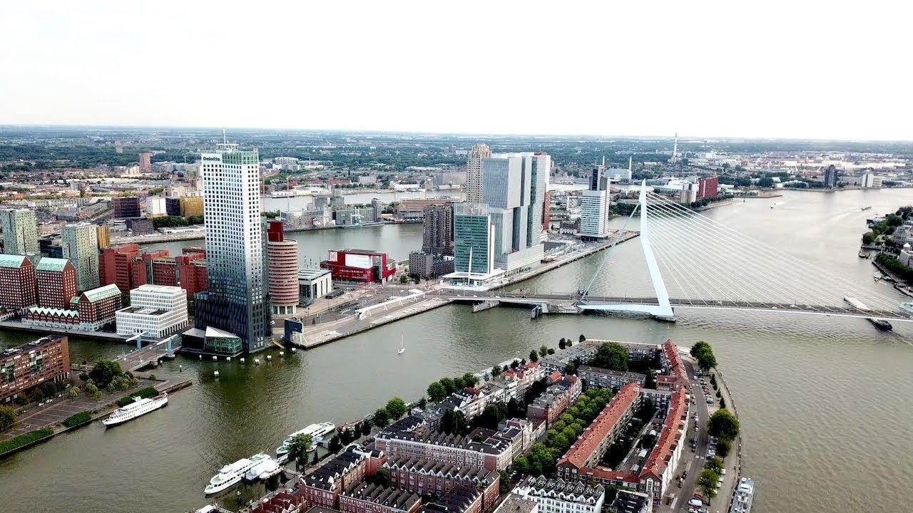 Netherlands Rotterdam from helicopter 4K - YouTube