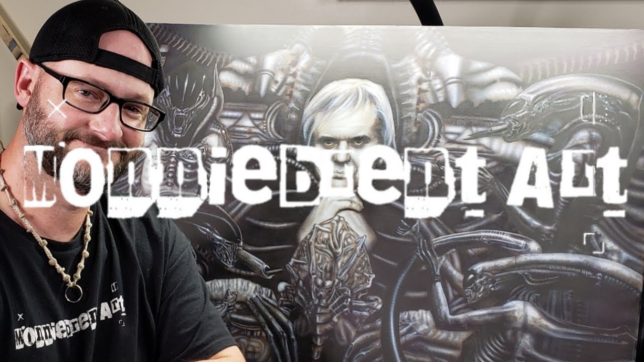 My H.R.giger Art Project (Part 5) Airbrushing tribute to Giger - YouTube