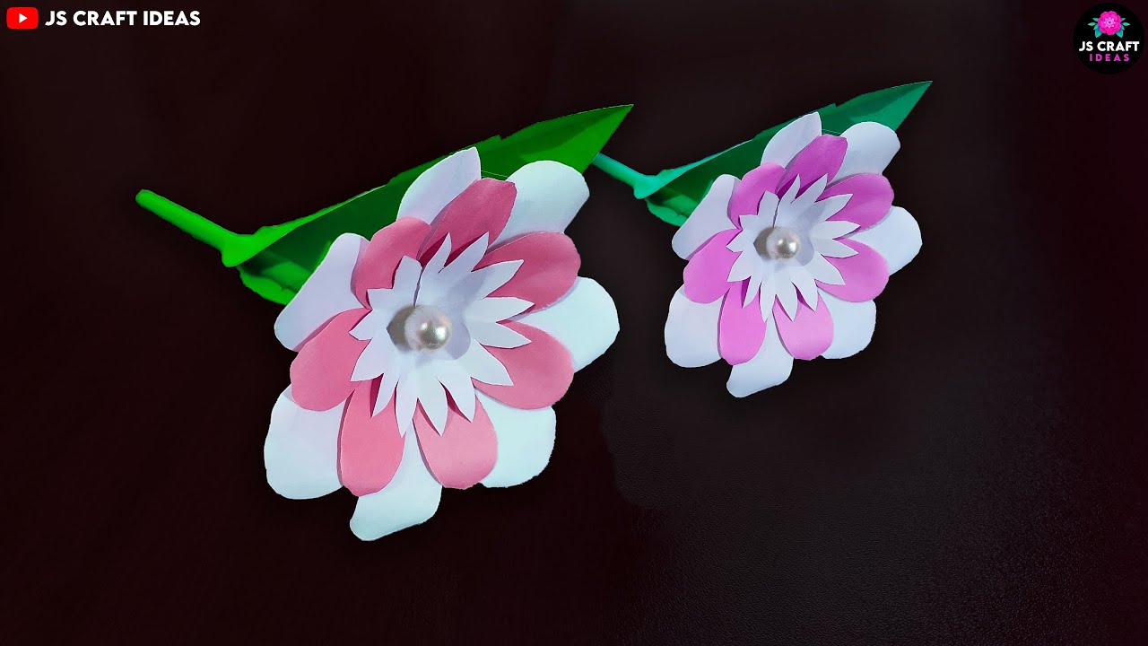 Beautiful Sticky Paper Flower / Handmade Paper Flower / How to make ...