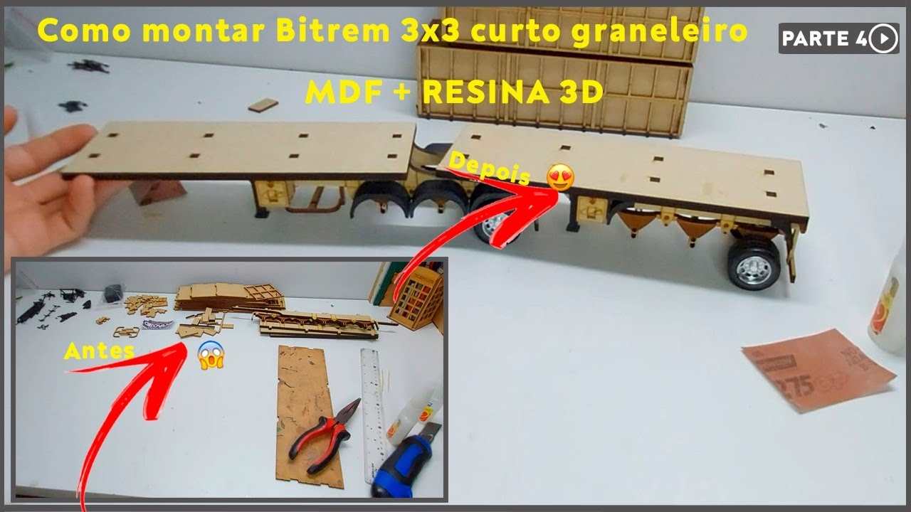 Como montar Bitrem 3x3 Curto Graneleiro (MDF+Resina3d) Parte 4/5 - YouTube