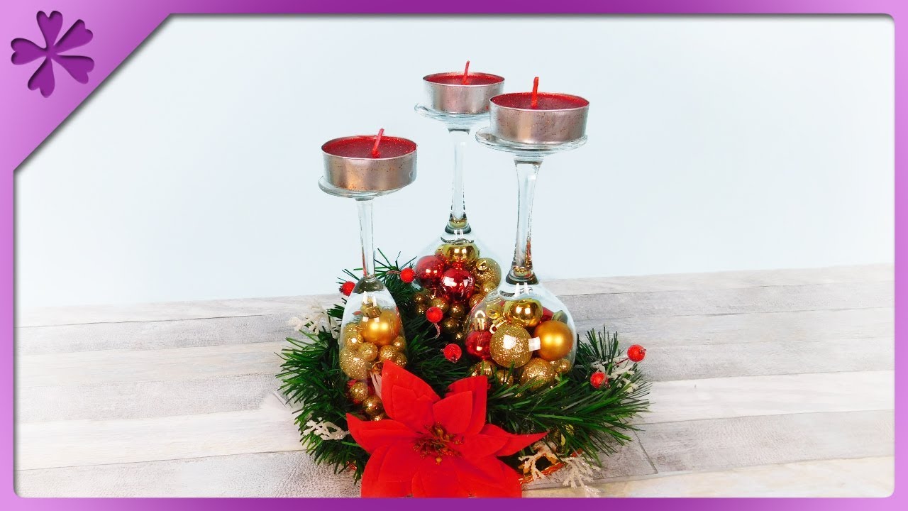 Diy Christmas Centerpiece Made Of Wine Glasses And Baubles Eng Subtitles Speed Up 646 Youtube