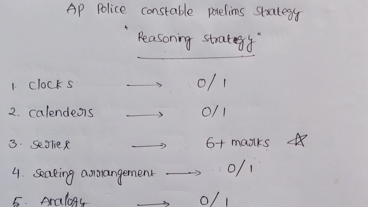 reasoning strategy for ap police constable prelims | ap police ...