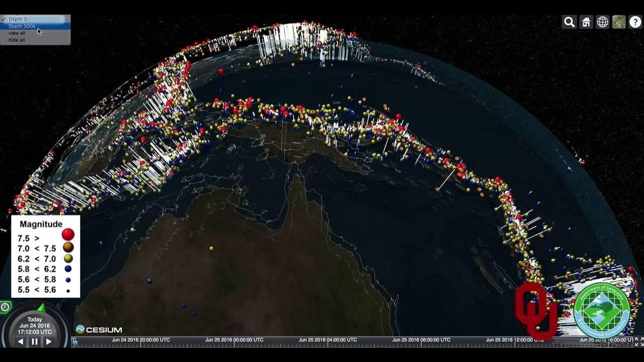 Subsurface Visualization full Earth EarthQuakes using Cesium - YouTube