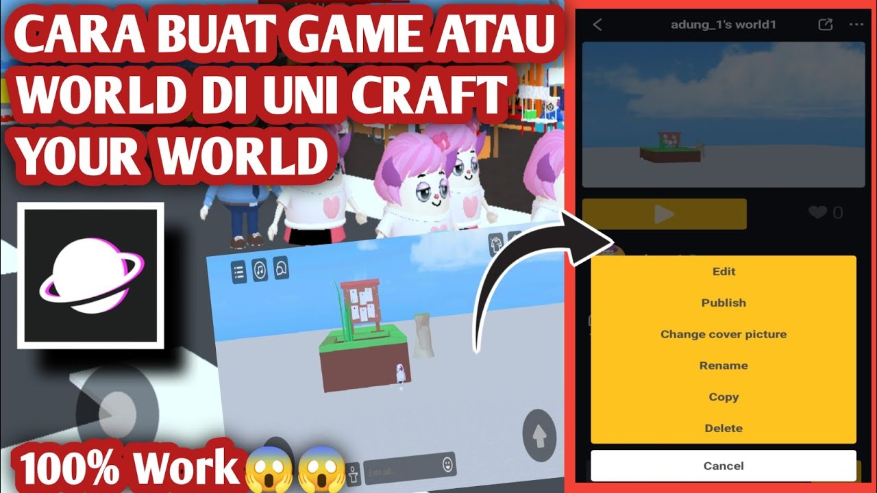 Cara Buat Game Atau World Di Aplikasi Uni Craft Your World - YouTube