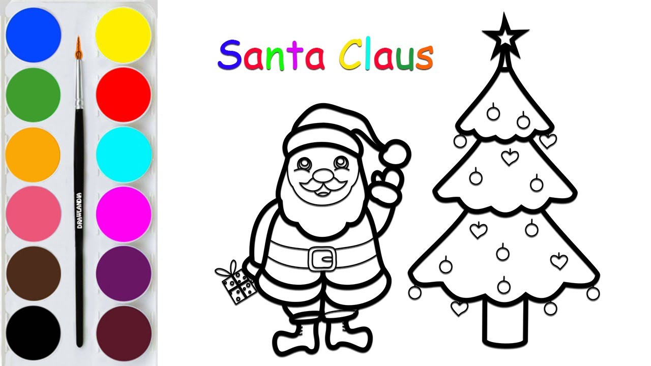 How to draw Santa Claus with Christmas tree - YouTube