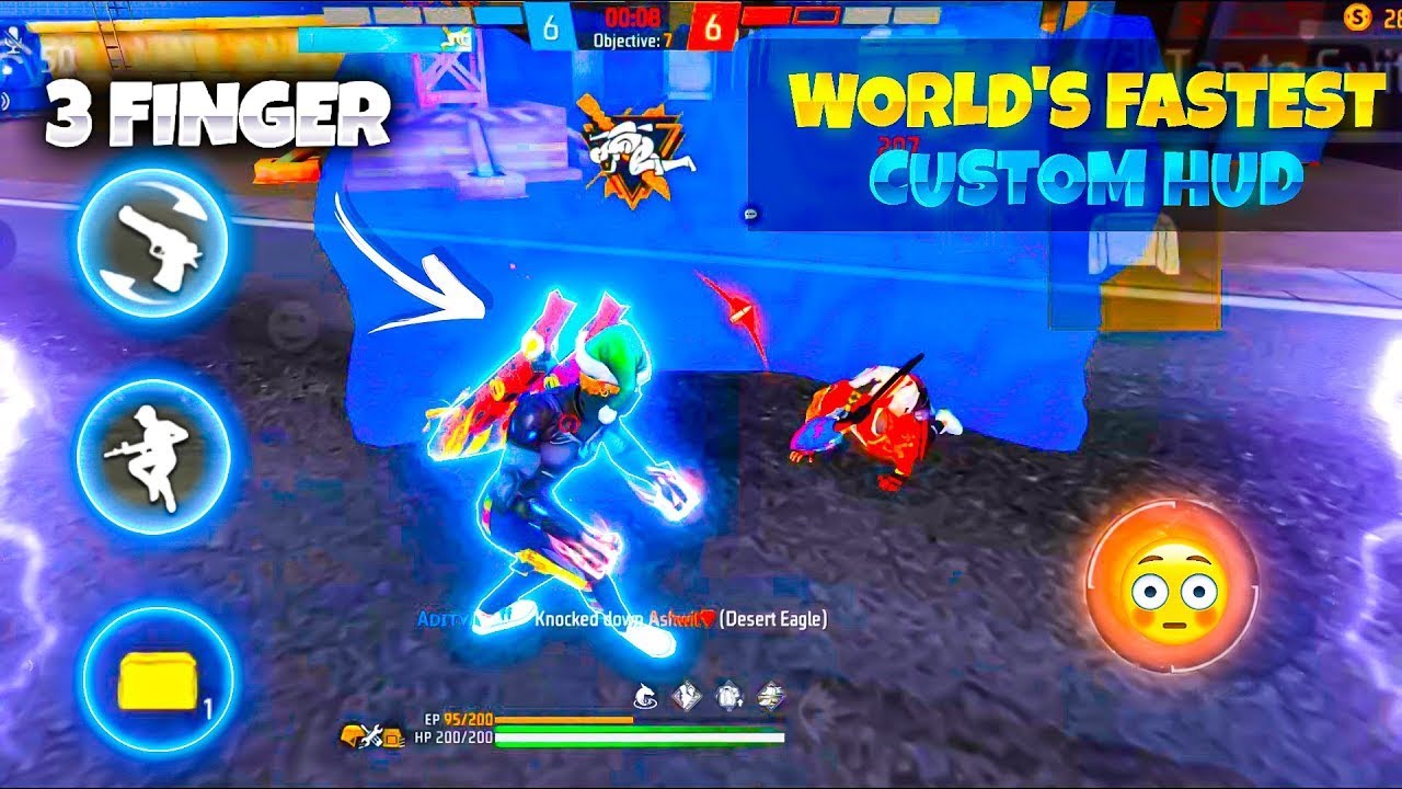 BEST CUSTOM HUD FREE FIRE 3 FINGER CLAW | BETTER THAN PC PLAYERS ...
