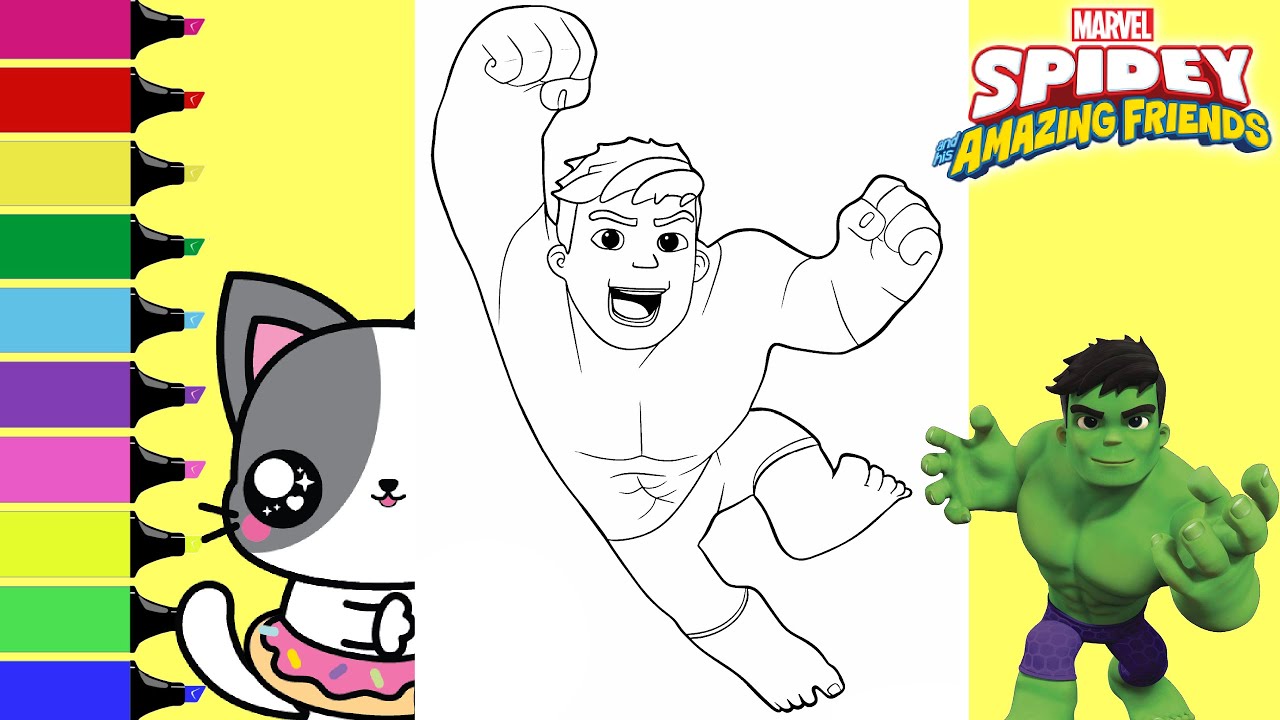 Coloring Spidey and His Amazing Friends Hulk Coloring Book Pages ...