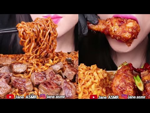 BEST of Jane Asmr *NOODLES* mukbang compilation 🍝🍗 || Just eating asmr ...