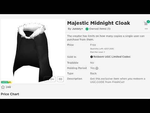 Sniping the Majestic Midnight Cloak From Redeem UGC Limited Codes #592 ...