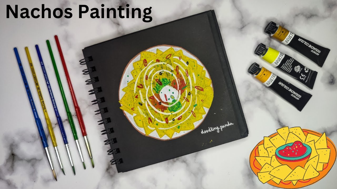 Nachos Gouache Painting | Step by Step Art | Food Illustration | Art ...