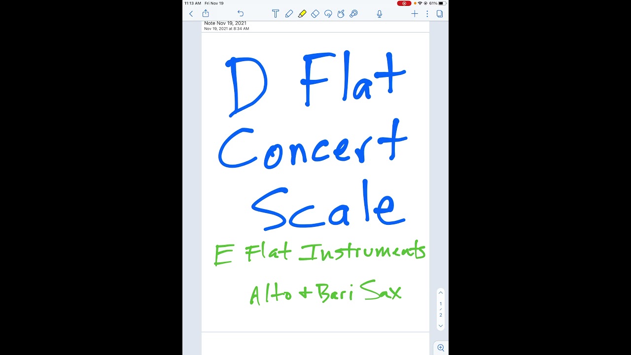 D Flat Scale Intro for E Flat Instruments (alto and bari sax) - YouTube