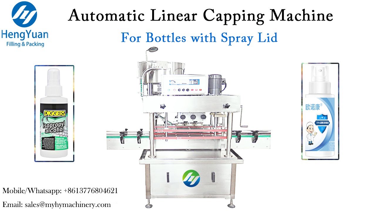 Automatic Spray Lid Capping Machine | Linear Bottle Screwing Sealing ...