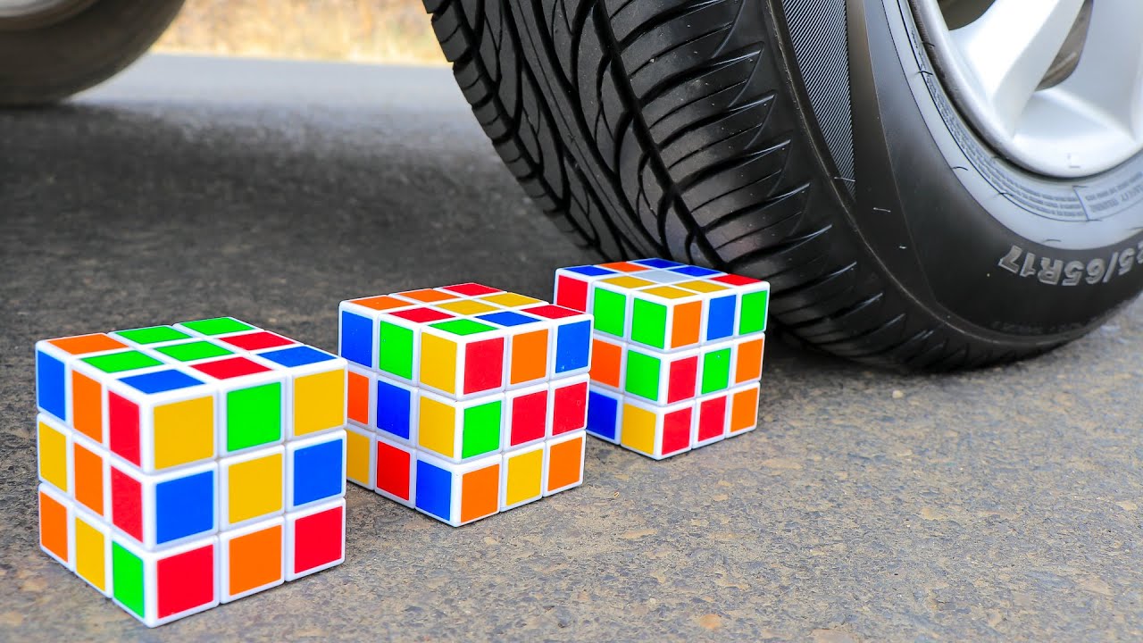 Aplastando Cosas Crujientes y Suaves! Cubos de Rubik VS Rueda de Coche ...