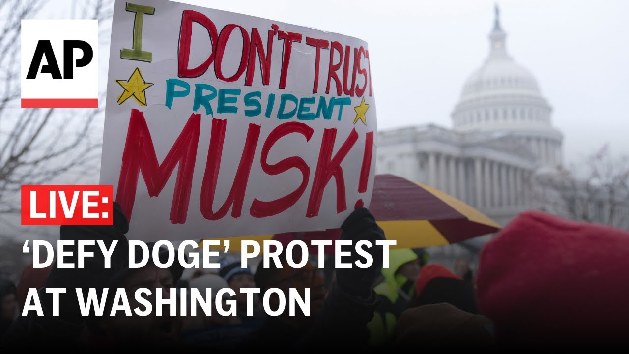 LIVE: Demonstrators gather in Washington for ‘Defy DOGE’ protest - YouTube
