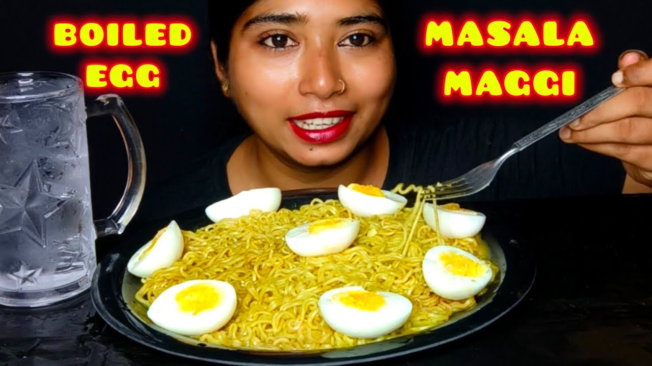 ASMR EATING SHOW 🔥MASALA MAGGI 6 PACK WITH BOILED EGG 🍜🍜 - YouTube
