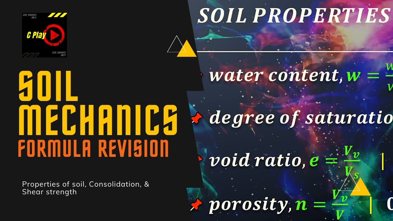 Soil Mechanics - formula | Properties of Soil, Consolidation, Shear ...
