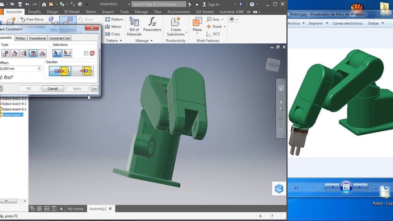 Inventor- Como realizar un ensamble 01 - YouTube