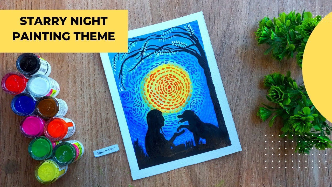 Easy painting / The starry night painting theme / how to draw the ...