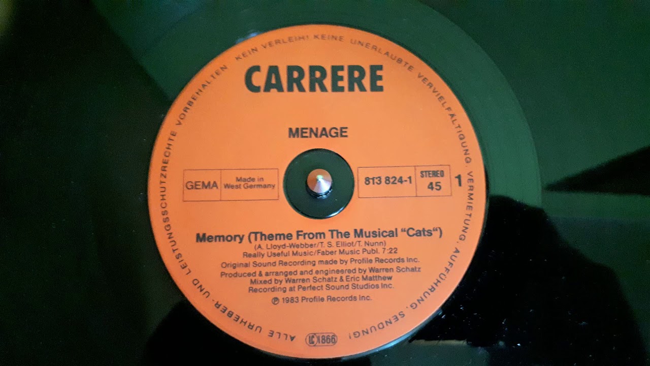 Menage ‎– Memory(Theme from the musical "Cats") - YouTube