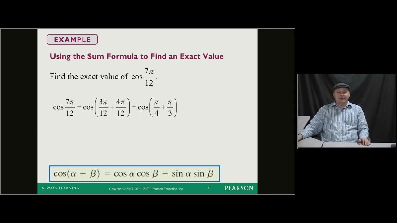5.2 - Using Sum Difference formulas to find exact values - YouTube