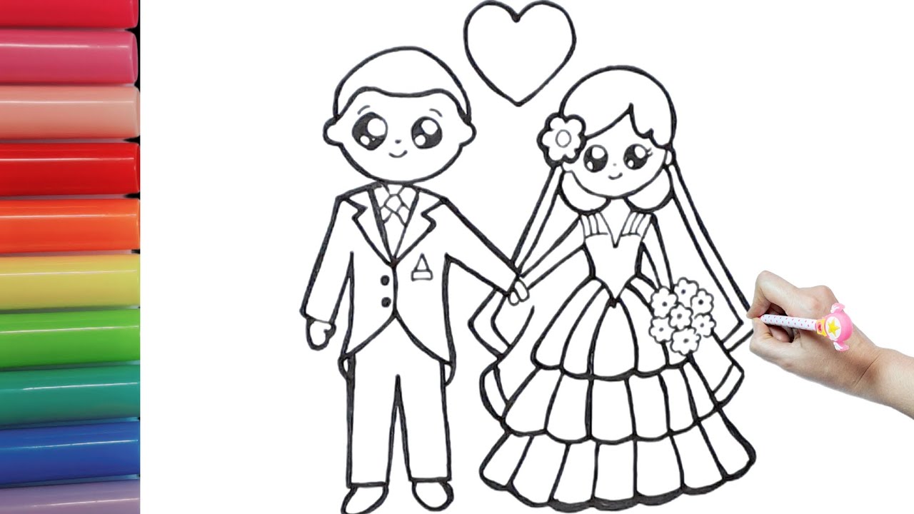 How To Draw A Wedding For Kids - Wedding Drawing for Kids - YouTube
