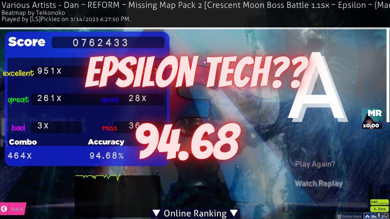osu!mania - Crescent Moon Island 1.15x 94.68% (EPSILON TECH???) - YouTube