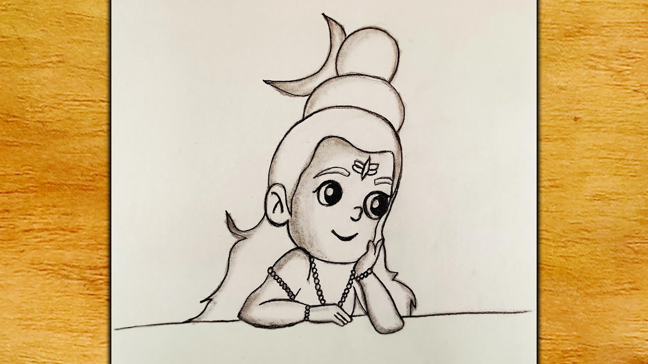 How to draw cute baby shiv | Cute mahadev drawing | Baby shiva drawing ...