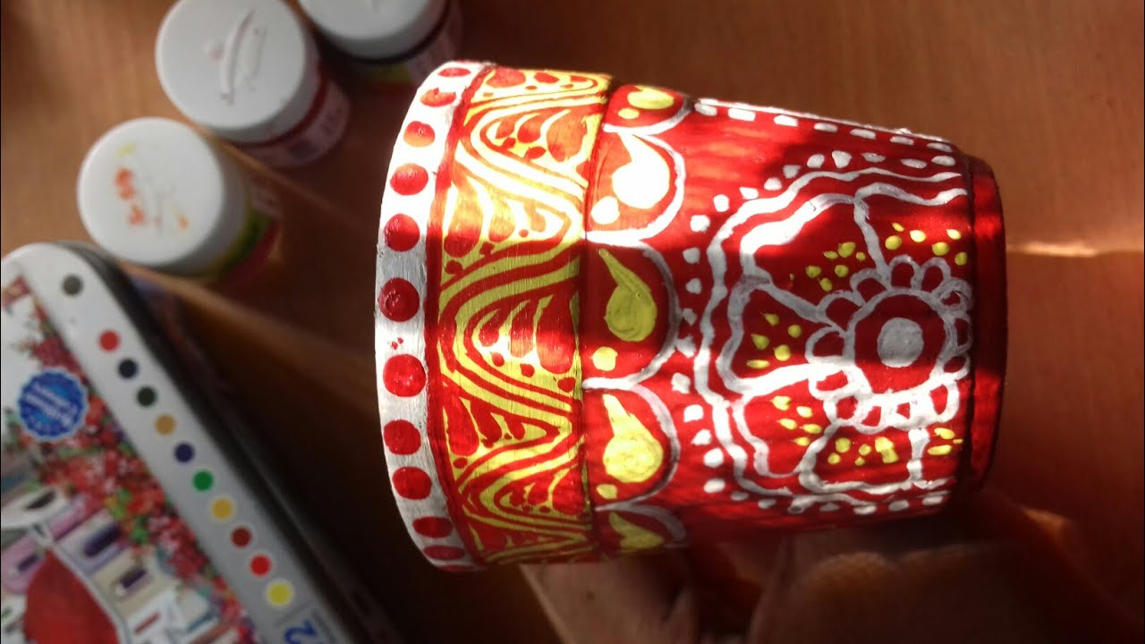 Kulhad painting with acrylic colours. matir jinish e design krlm kmn ...