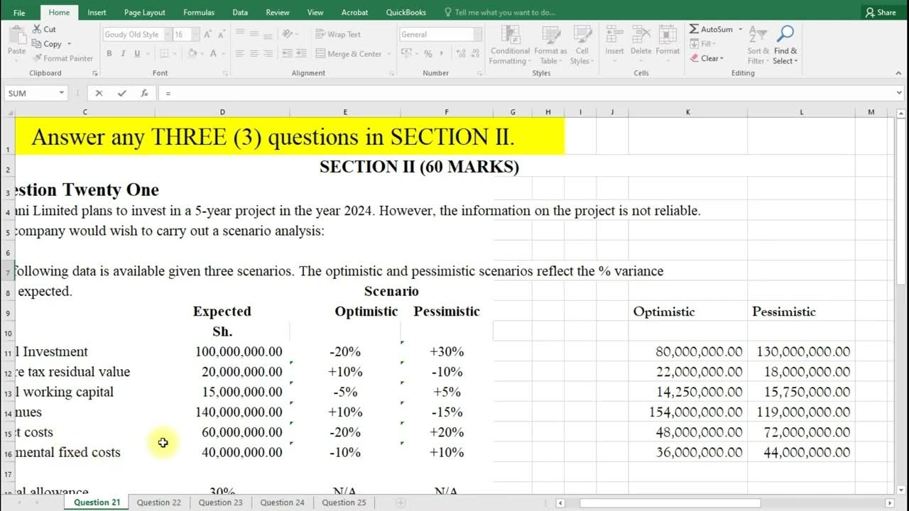 BUSINESS DATA ANALYSIS(KASNEB)- APRIL 2023 Q21 PART 1 SCENARIO ANALYSIS - YouTube
