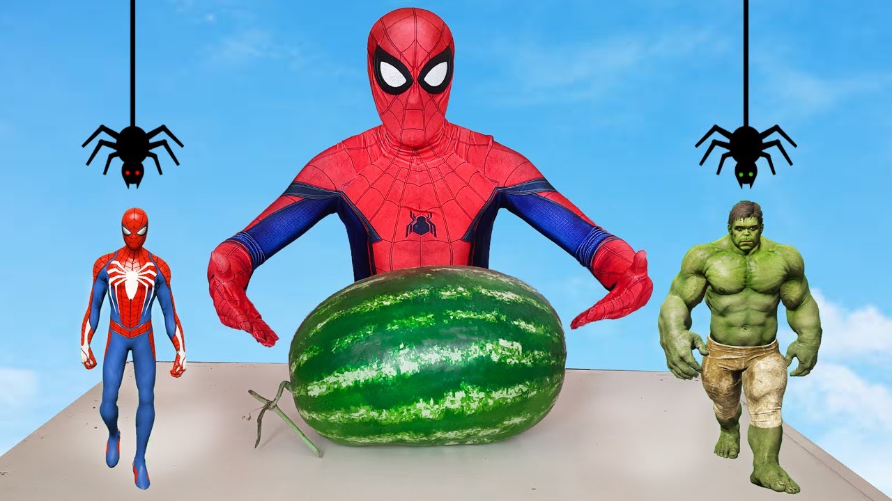 Spider-Man in real life Eats Watermelon ASMR Yummy Superheros ...