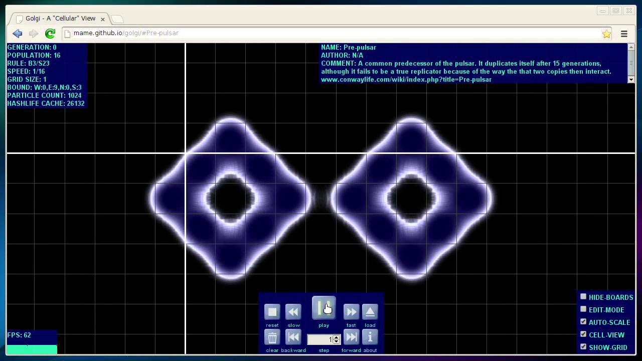 Golgi - A "Cellular" Viewer for Conwey's Game of Life - YouTube