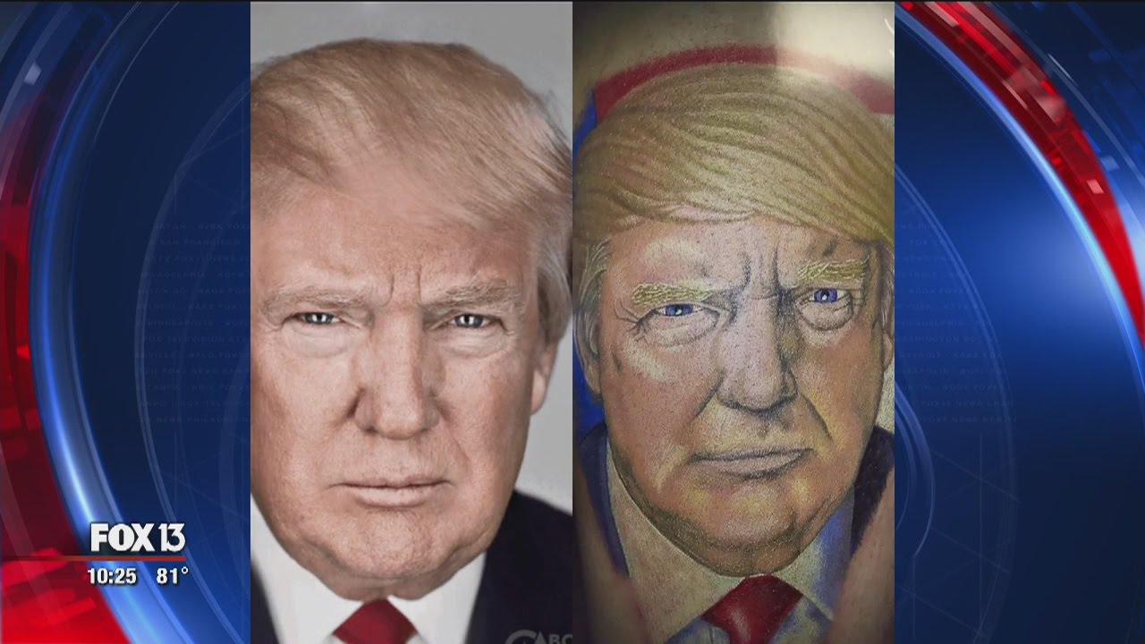 Florida man gets Donald Trump portrait tattoo - YouTube