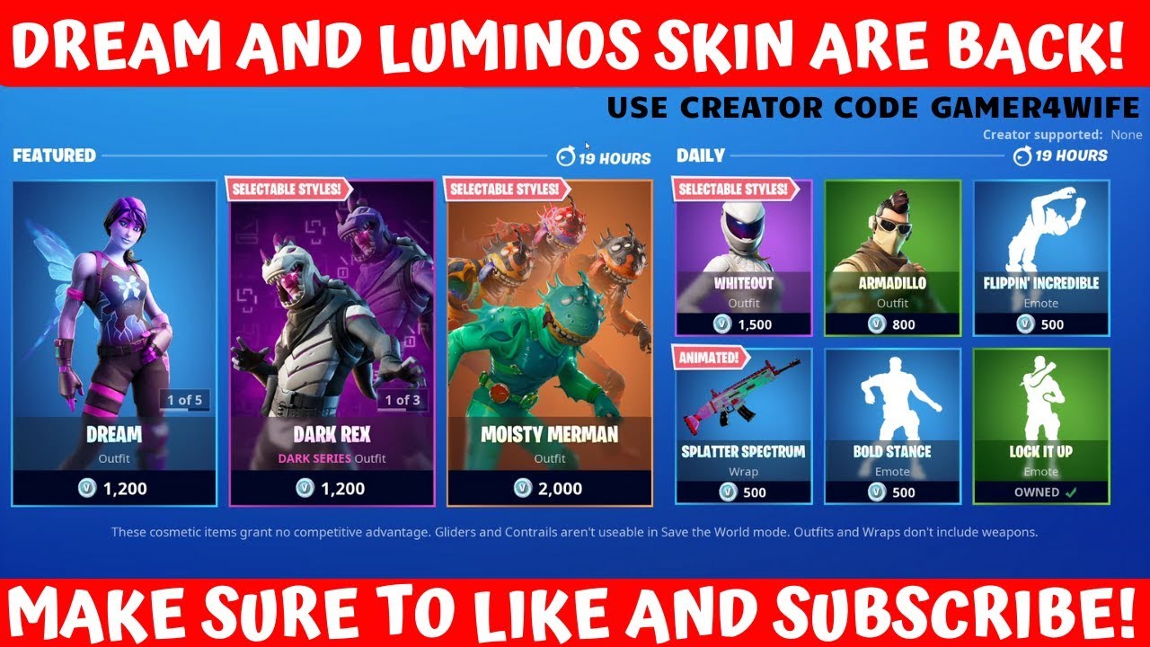 Dream & Luminos Skin Back!! Fortnite Item Shop April 28, 2020 - YouTube