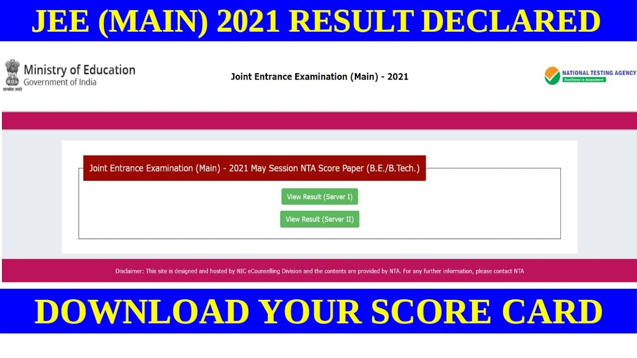 JEE MAIN RESULT 2021 | HOW TO DOWNLOAD JEE MAIN SCORE CARD | CHECK JEE ...