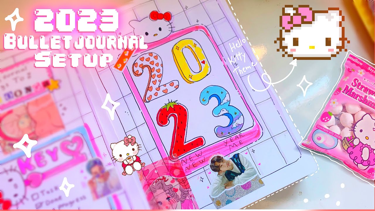 2023 Bullet Journal setup 🍓aesthetic Hello Kitty cute theme💖 New ...