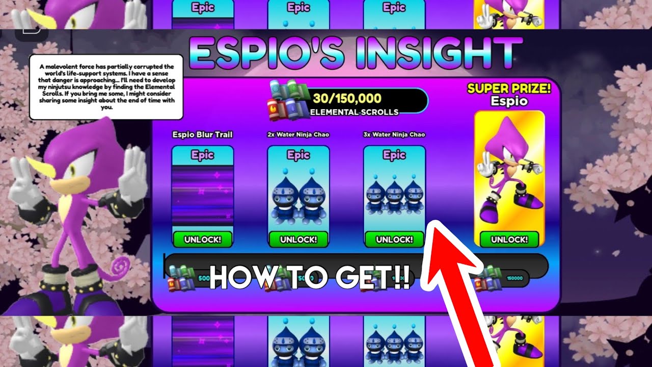 HOW TO GET THE NEW ESPIO SKIN IN SONIC SPEED SIMULATOR!! - YouTube