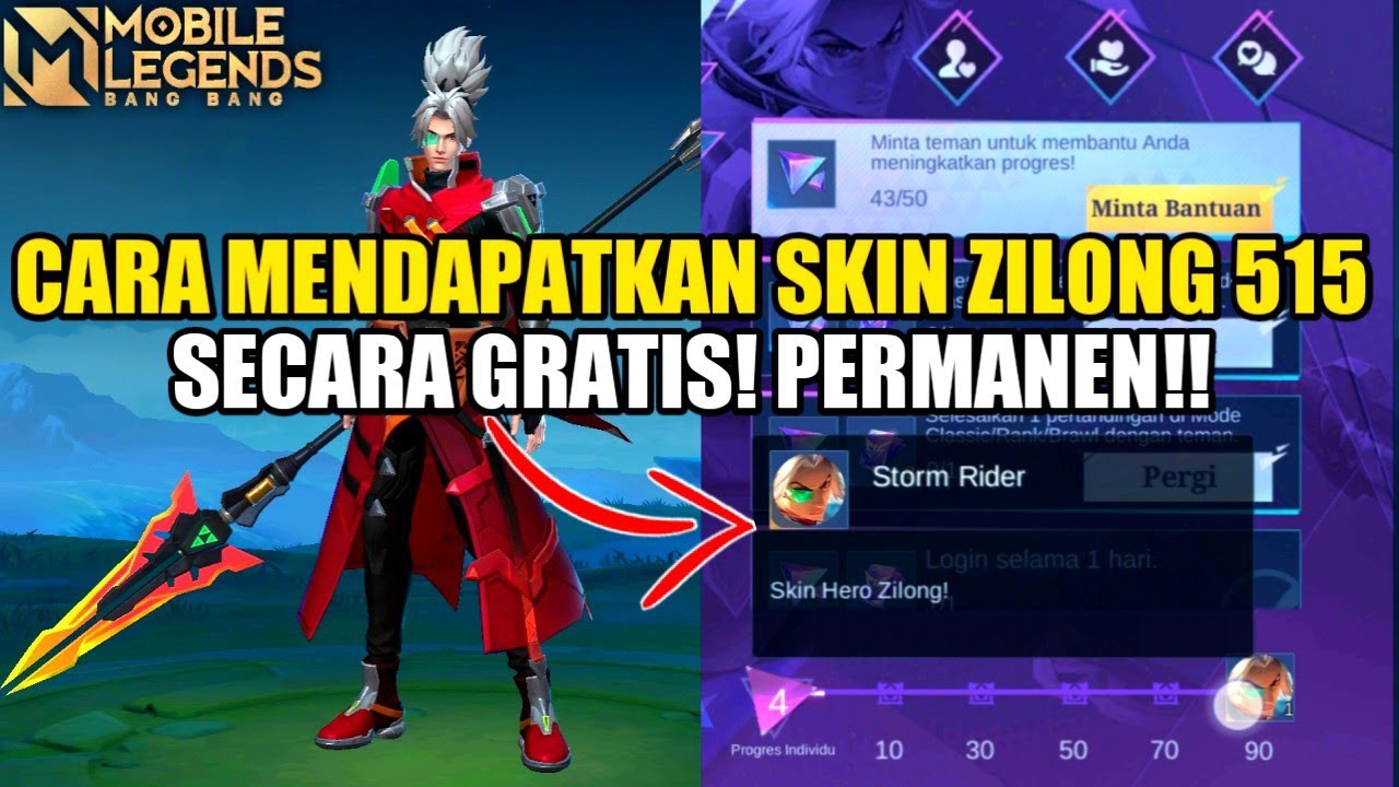 CARA MENDAPATKAN SKIN ZILONG 515 STORM RIDER SECARA GRATIS 2022 ...