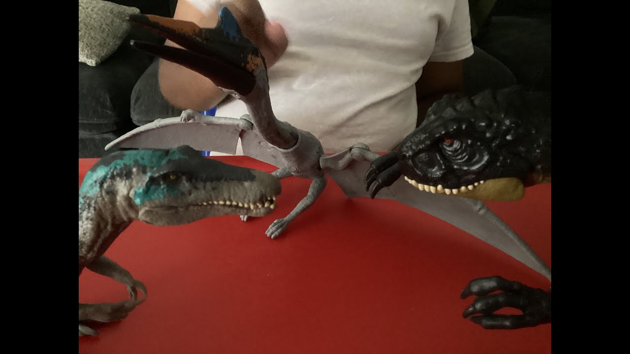 Scorpius Rex vs Baryonyx and Quetzalcoatlus ! Mattel toys Jurassic ...