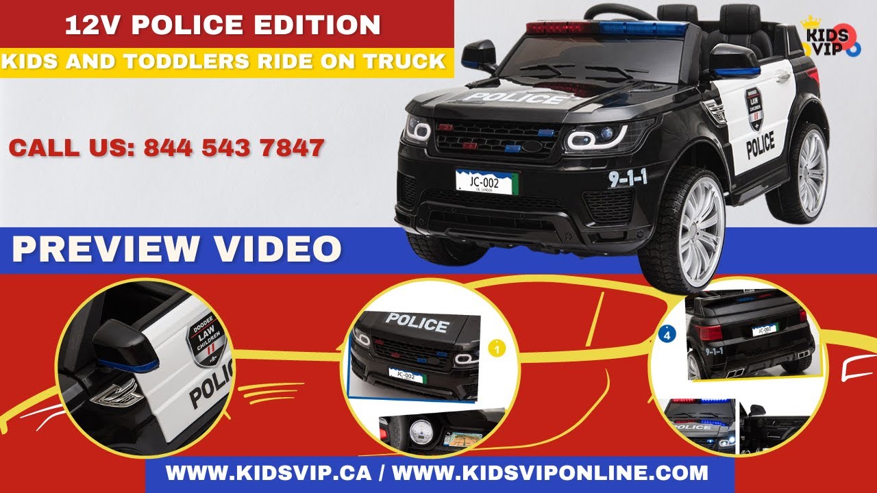 KIDSVIP Police Ride on Car for Kids and Toddlers with Leather Seat ...