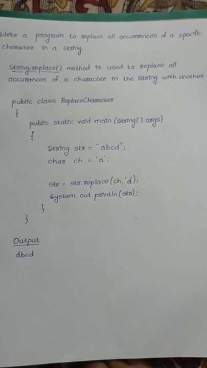 Java Program To Replace All Occurances Of A Specific Character In A Stringjavainterviewstring