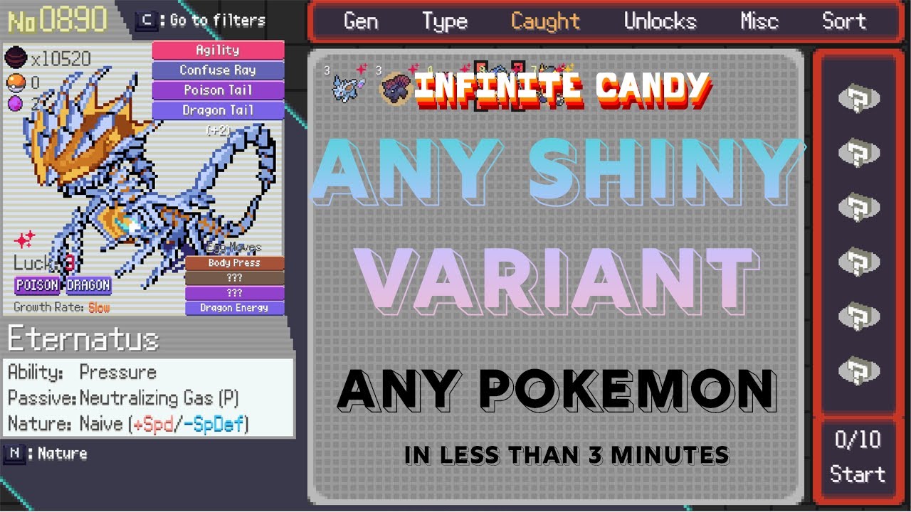 How to get any pokemon in pokerogue and infinite candies - YouTube