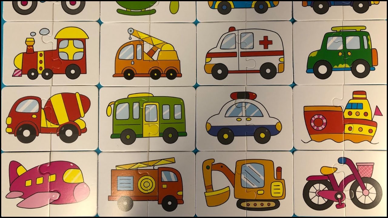 Different types of Vehicles with 2-piece Puzzles - YouTube