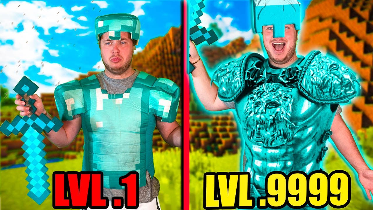 Real Life Minecraft Box Fort! Lvl 1 Vs Lvl 999 - Epic Battle - YouTube