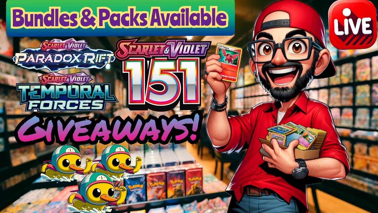 LIVE🔴 Pack Bundles, single packs, plus Giving away Pokemon Cards! # ...