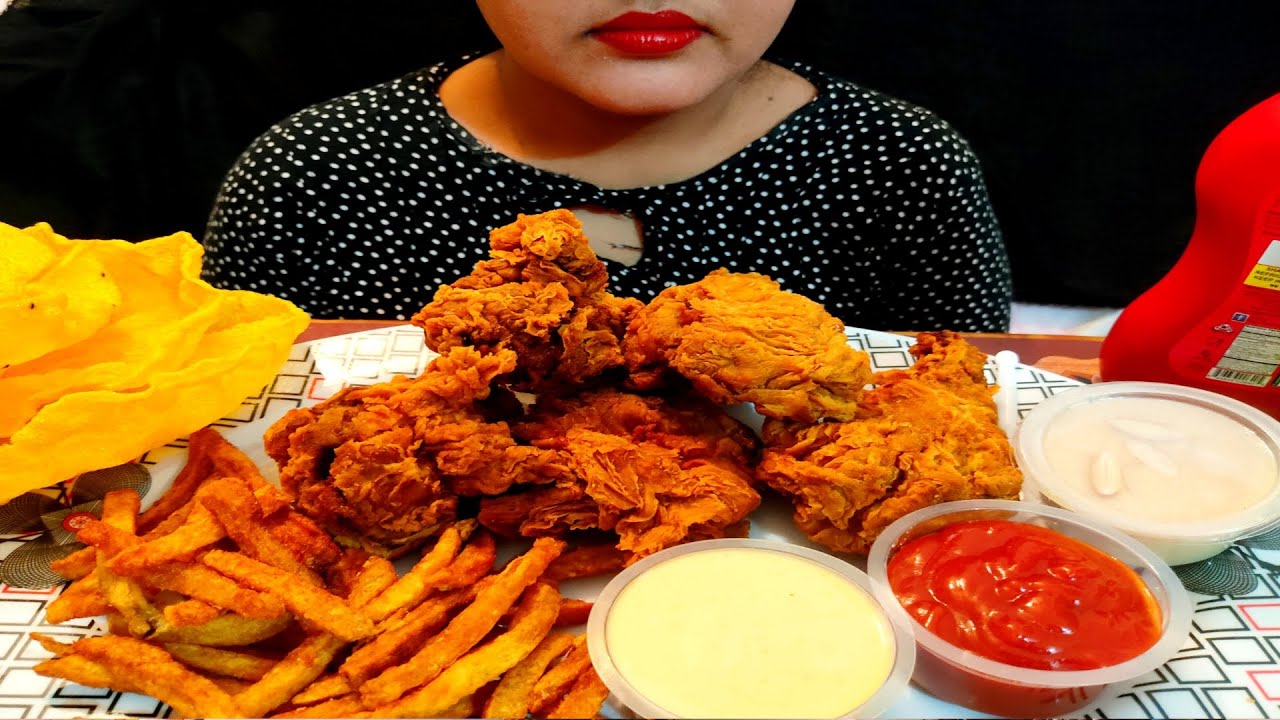 ASMR:EATING KFC CHICKEN HOT & CRISPY, POPCORN CHICKEN,HOT WINGS,CHICKEN ...